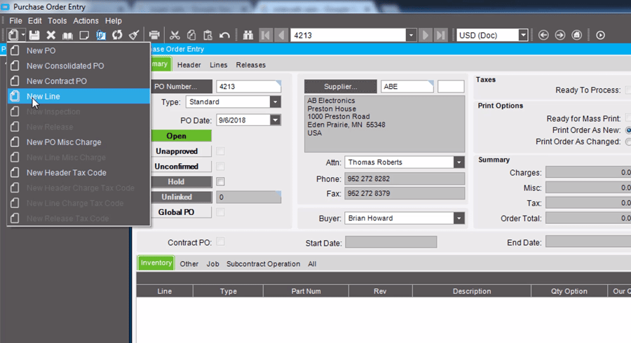 How To Enter A Purchase Order In Epicor® Erp
